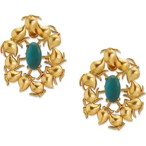 DHWANI BANSAL Keri Stone Stud Earrings - Gold Plated