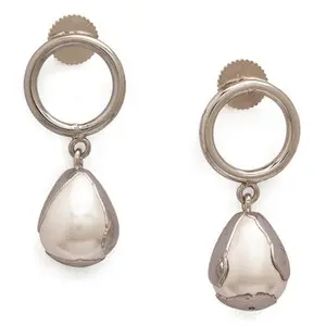 DHWANI BANSAL Luludrop Baroque Pearl Drop Earrings - White Rhodium Plated