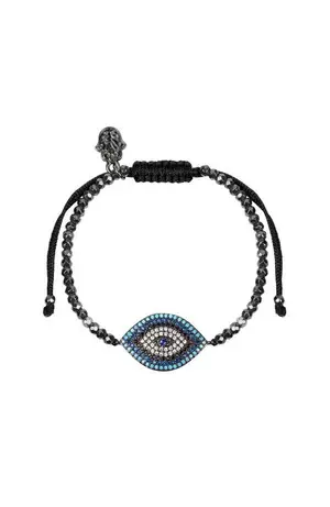 KARMA AND LUCK Hematite Evil Eye Charm Bracelet - Dark Grey/black/blue