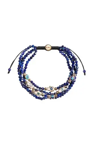 KARMA AND LUCK Karma And Luck Lapis Enamel Evil Eye Hamsa Bracelet Blue/white/gold