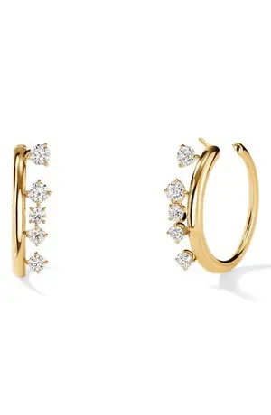 Hearts On Fire Barre Small Diamond Hoop Earrings - Yellow Gold/ Diamond