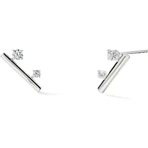 Hearts On Fire Barre 18k Gold Diamond Climber Earrings - White Gold/ Diamond