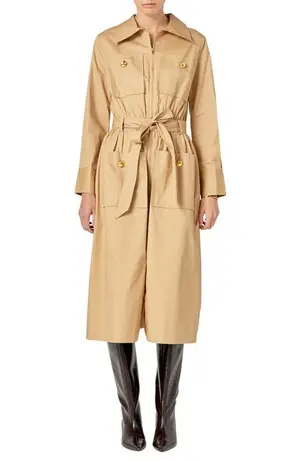 English Factory Long Sleeve Midi Dress - Beige