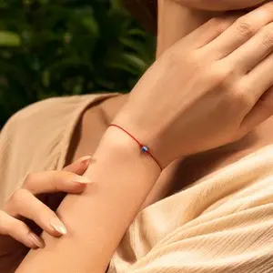 KARMA AND LUCK Navy Enamel Evil Eye Red String Bracelet