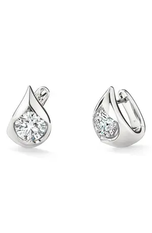 Hearts On Fire Lu Droplet Huggie Earrings - White Gold/ Diamond