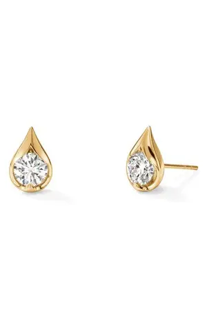 Hearts On Fire Lu Droplet Diamond Stud Earrings - 0.60 Ctw Yellow Gold/ Diamond