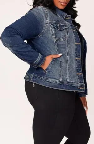SLINK JEANS Two-tone Denim Trucker Jacket - Autumn