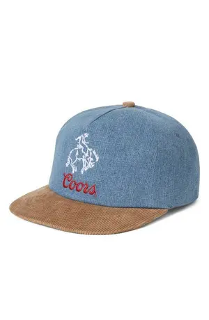 Brixton X Coors Colt Embroidered Baseball Cap - Washed Denim/ Sand