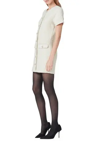 Endless Rose Button Tweed Mini Dress - Ivory