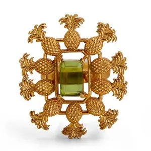 DHWANI BANSAL Piña 22k Gold-plated Ring With Green Topaz