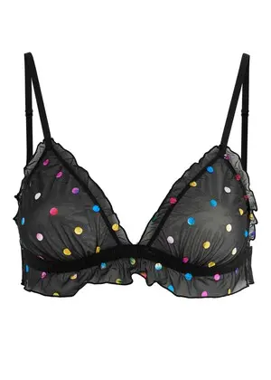 Love Stories Reggipetto Polka Dot Mesh Bra - Black