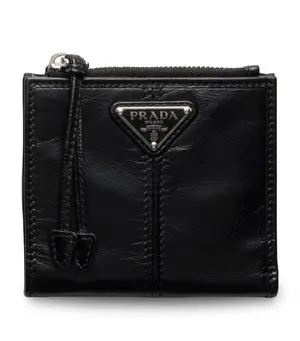 Prada Small Leather Press-stud Wallet - Black