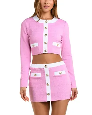 L'Agence Adaline Color Blocked Cardigan - Blush