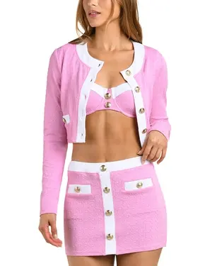 L'Agence Adaline Color Blocked Cardigan - Blush