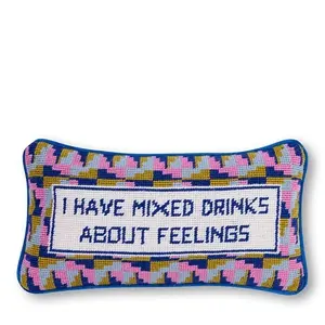 FURBISH Mixed Drinks Needlepoint Pillow, 14 X 8 - Multi