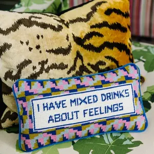 FURBISH Mixed Drinks Needlepoint Pillow, 14 X 8