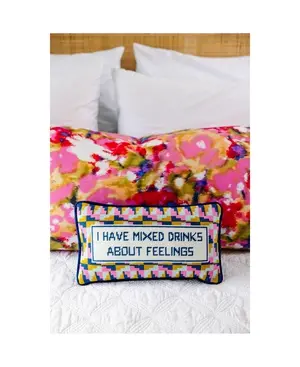 FURBISH Mixed Drinks Needlepoint Pillow, 14 X 8