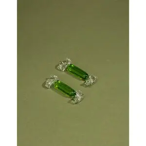 GOHAR WORLD Candy Murano Glass Cutlery Rest Set Of Two - Green