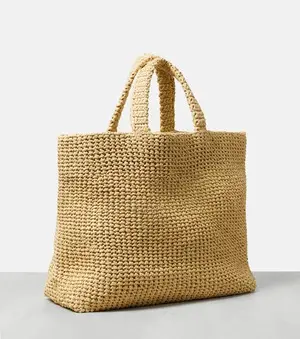 Prada Medium Logo Raffia Tote