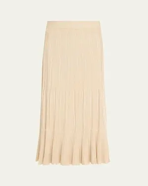Simkhai SIMKHAI Emerie Ribbed Midi Skirt - Sand Multi