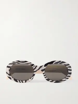 Celine Round-frame Striped Sunglasses - Animal Print