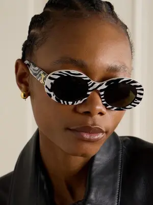 Celine Round-frame Striped Sunglasses