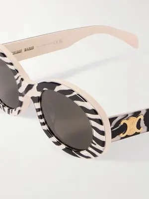 Celine Round-frame Striped Sunglasses