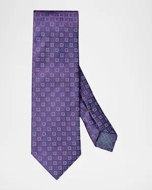 Eton Geometric Woven Silk Neck Tie - Purple