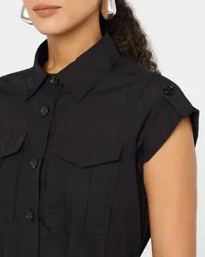 Derek Lam 10 Crosby Kayla Belted Shirtdress - Black