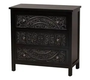 BAXTON STUDIO Yelena Black Wood 3-drawer Storag E Cabinet - One-color