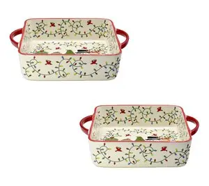 TEMP-TATIONS Seasonal S/2 9x9 Square Baker W/ Strap Style - One-color