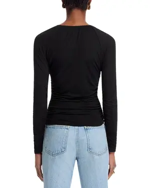 Aqua Ruched Long Sleeve Top
