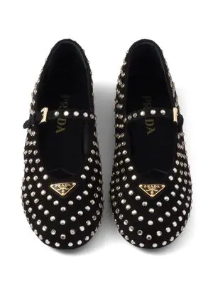 Prada Crystal-embellished Ballet Flats - Black