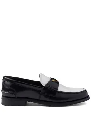 Prada Two-tone Brushed-leather Loafers