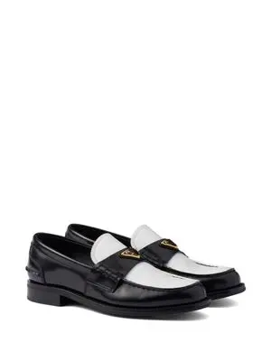 Prada Two-tone Brushed-leather Loafers