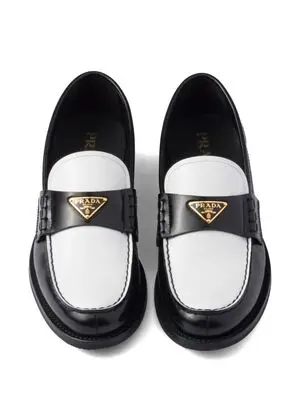 Prada Two-tone Brushed-leather Loafers
