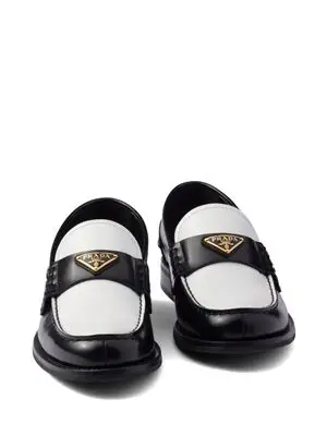 Prada Two-tone Brushed-leather Loafers