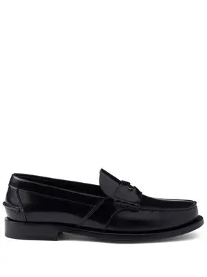 Prada Brushed-leather Loafers - Black