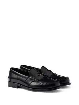 Prada Brushed-leather Loafers - Black
