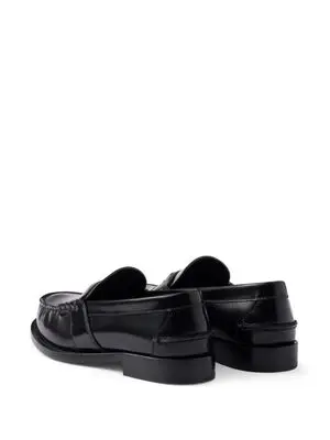 Prada Brushed-leather Loafers - Black