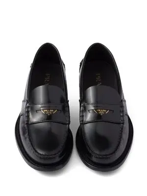 Prada Brushed-leather Loafers - Black