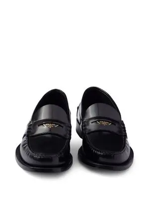 Prada Brushed-leather Loafers - Black
