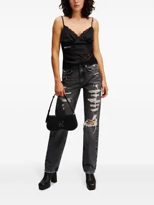 Karl Lagerfeld Distressed Straight Jeans