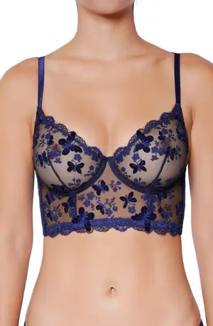 HUIT Papillion Embroidered Underwire Bustier - Navy