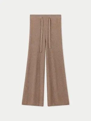 GOBI MONGOLIAN CASHMERE Textured Knit Cashmere Pants - Taupe