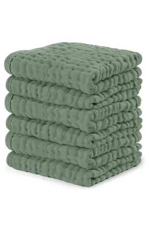 COMFY CUBS Muslin Washclothspack Of 6 - Fern