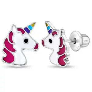 IN SEASON JEWELRY Rainbow Unicorn Stud Earrings - Pink
