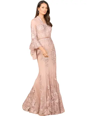 LARA NEW YORK Lace V-neck A-line Dress - Blush