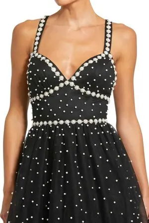 Mac Duggal Pearl Beaded High-low Gown - Black Ivory
