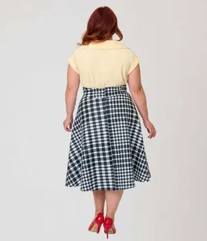 Unique Vintage Vivien Swing Skirt - Black Plaid